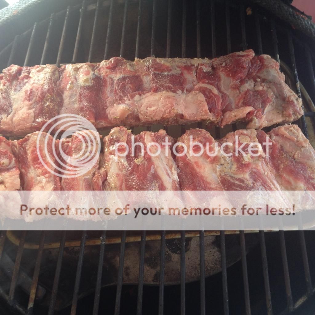Friday night baby back BEEF ribs with mayo slather — Big Green Egg Forum